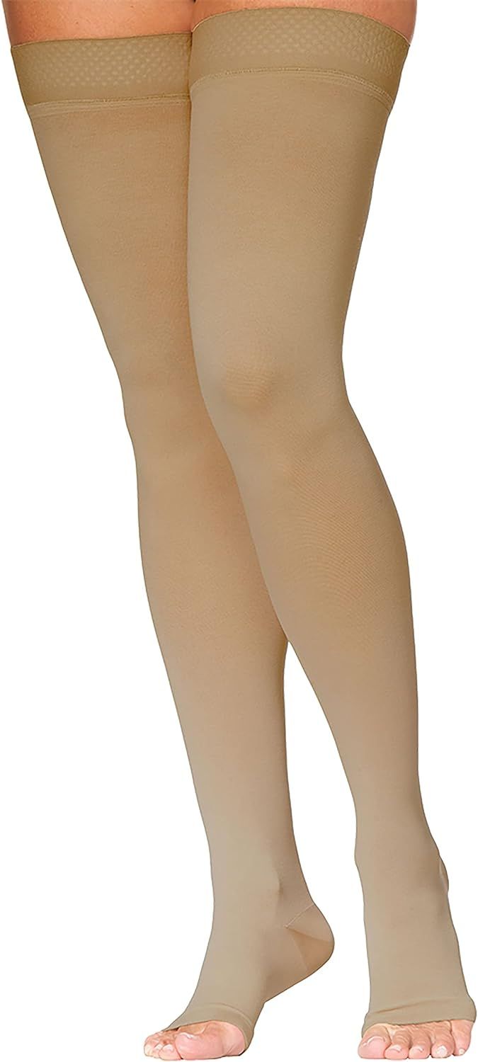 Sigvaris DYNAVEN Open Toe Thigh-High Compression Hose with Silicone Top ...