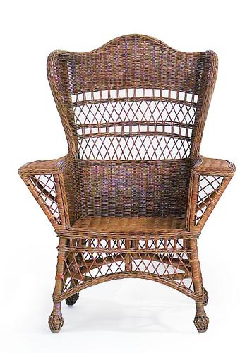 Lattice Wingback Wicker Chair