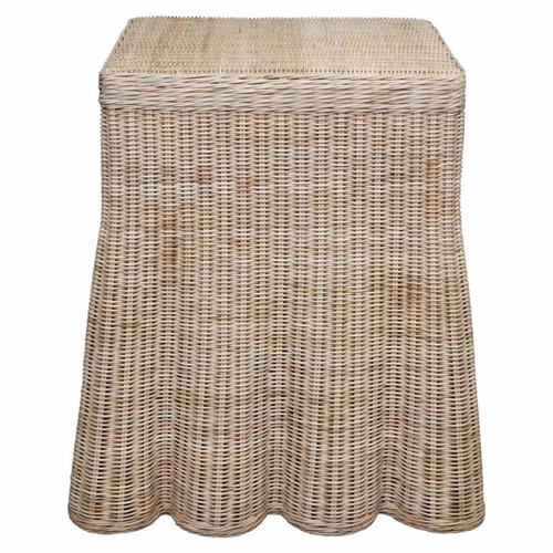 7013 Square Wicker Scallop Side Table