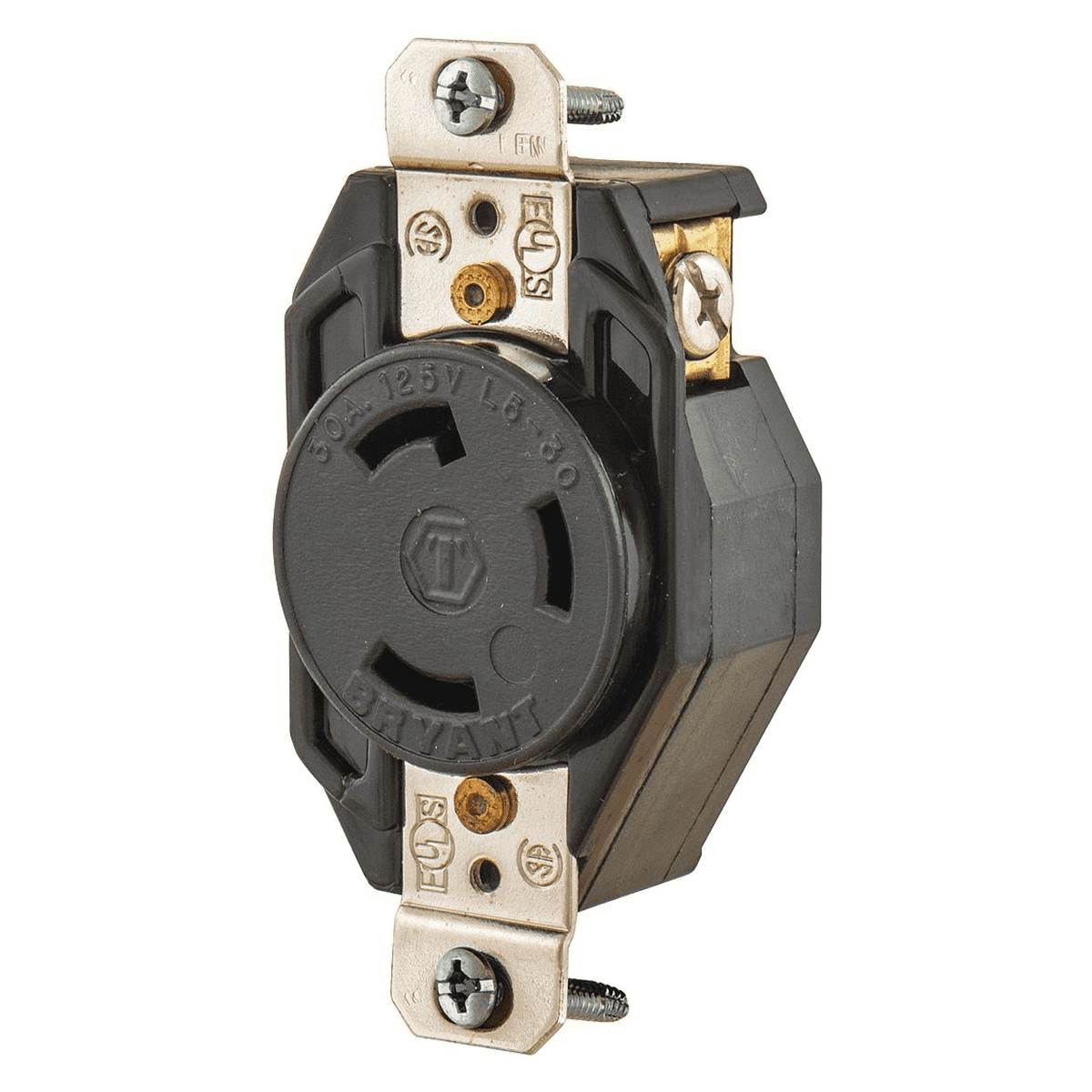 Bryant Black Locking Receptacle, 30 Amps, 125VAC Voltage, NEMA ...