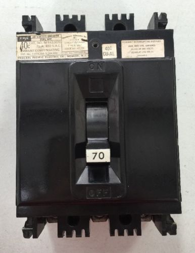 Federal Pacific FPE NEF433070 Circuit Breaker 3 Pole 70 Amp 480VAC (used)