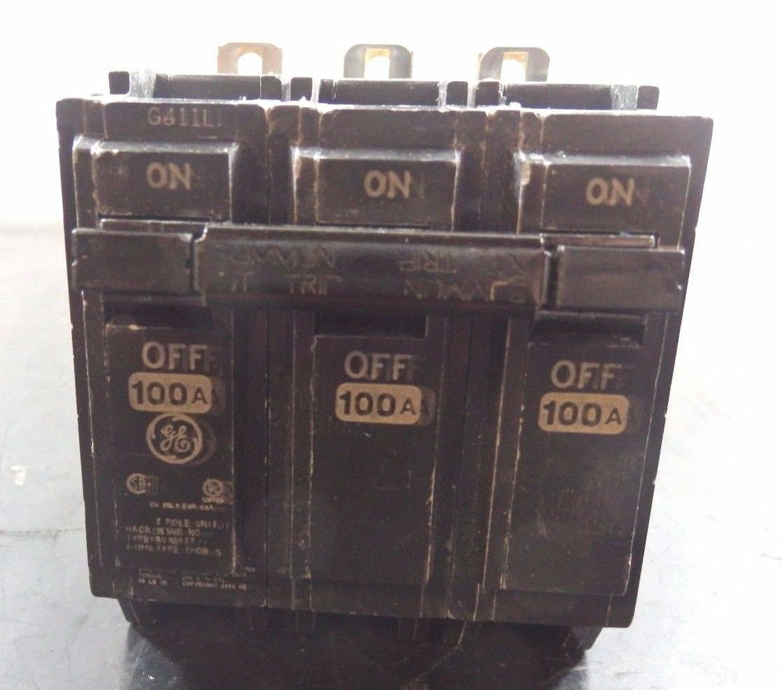 General Electric Bolt on Circuit Breaker 100 Amps 3 Poles THQB32100 (used)