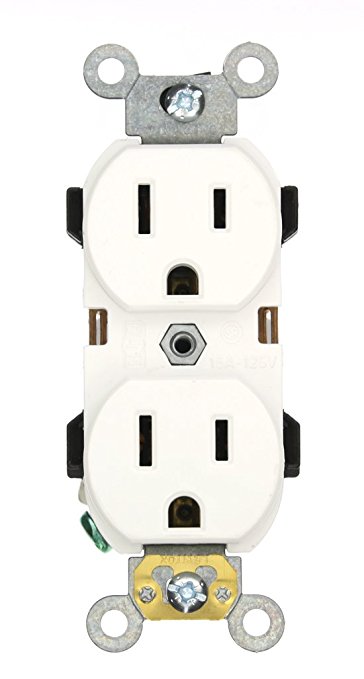 Leviton 5252-W (pack of 10) 5-15R Duplex Receptacle Industrial - White