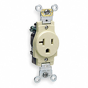 Leviton 5361-I 5-20R Single Receptacle Industrial - Ivory 5361-I