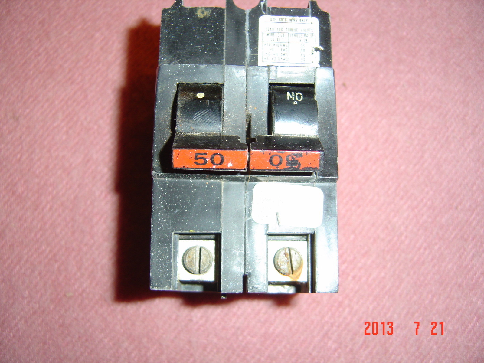 Stab Lok Federal Pacific FPE 2 Pole 50 Amp circuit breaker (used)