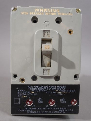 Westinghouse NAVAL SHIPBOARD AQB-A101 , 15 AMP CIRCUIT BREAKER ...