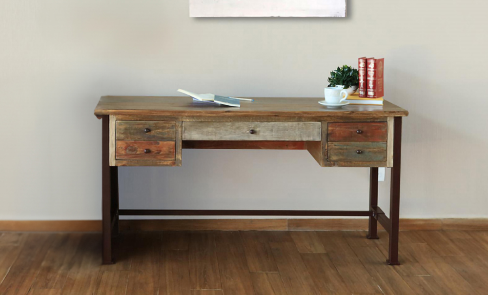 IFD - Antique Multicolor 5 Drawers Desk - IFD967DESK
