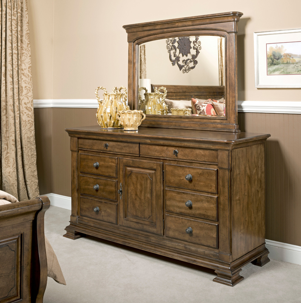 Kincaid Furniture Portolone Soreno Door Dresser and Landscape Mirror 95 160 114