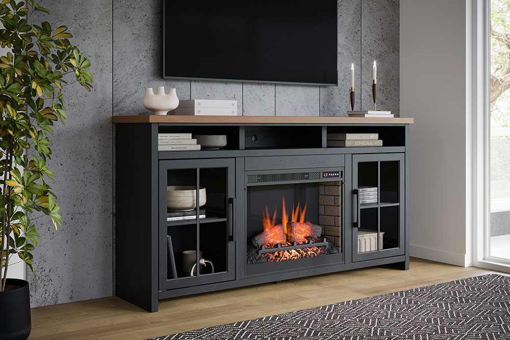 BELLEZE Modern 70 Electric Fireplace Heater Mantel TV Stand Media Entertainment Center for TVs up to 68 with Energy Efficient Heater with Sound