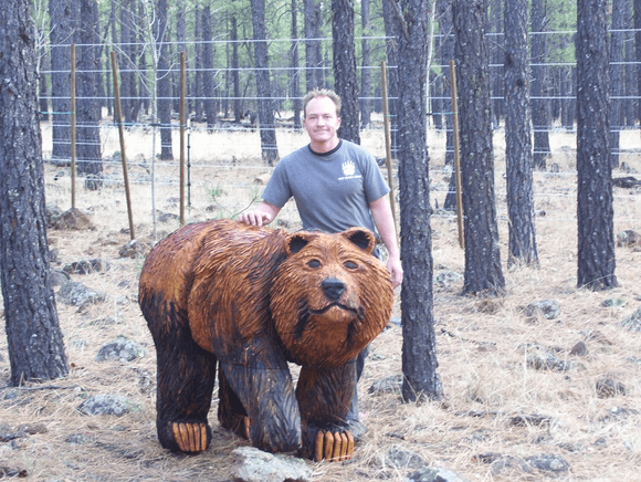 CARVED LIFESIZE GRIZZLY ON 4S