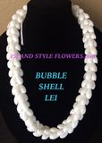 Hawaiian Kukui Necklace with Cowrie Rings - Shell Lei Necklace