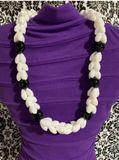 Hawaiian Kukui Necklace with Cowrie Rings - Shell Lei Necklace