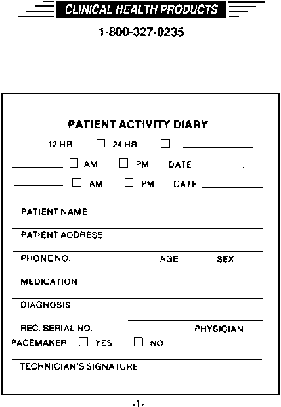 CHP Tri-Fold Holter Patient Diary | Beck-Lee EKG