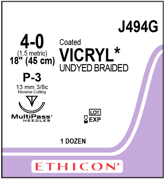 Ethicon J494G Coated VICRYL Suture (J494G) | Beck-Lee