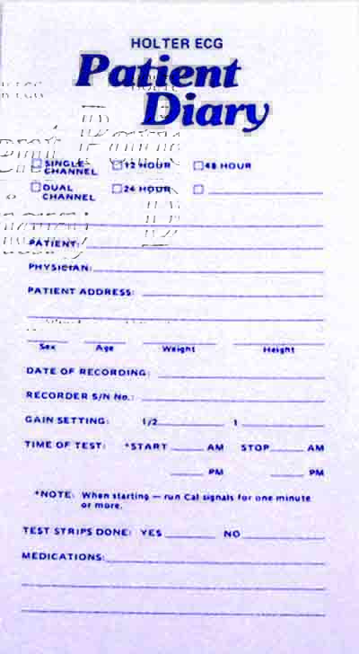 EKG Holter Patient Diary (Spanish) | EKG Machine Accessories