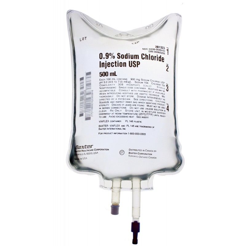 Baxter 0.9% Sodium Chloride for injection 500mL Bag 2B1323 | Beck-Lee