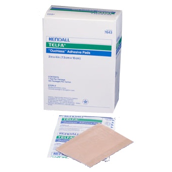 Covidien 7643 Telfa Adhesive Pads Ouchless 3" x 4" | Beck-Lee