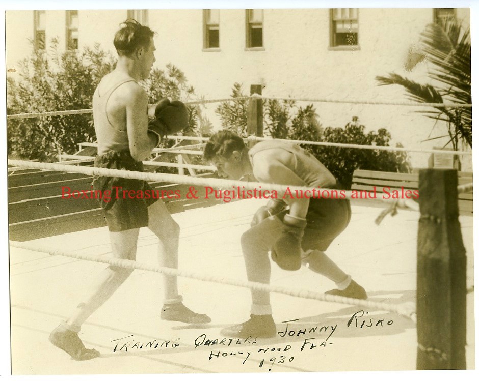 1930 Boxing JOHNNY RISKO Vintage Photograph SPARRING Hollywood, Florida