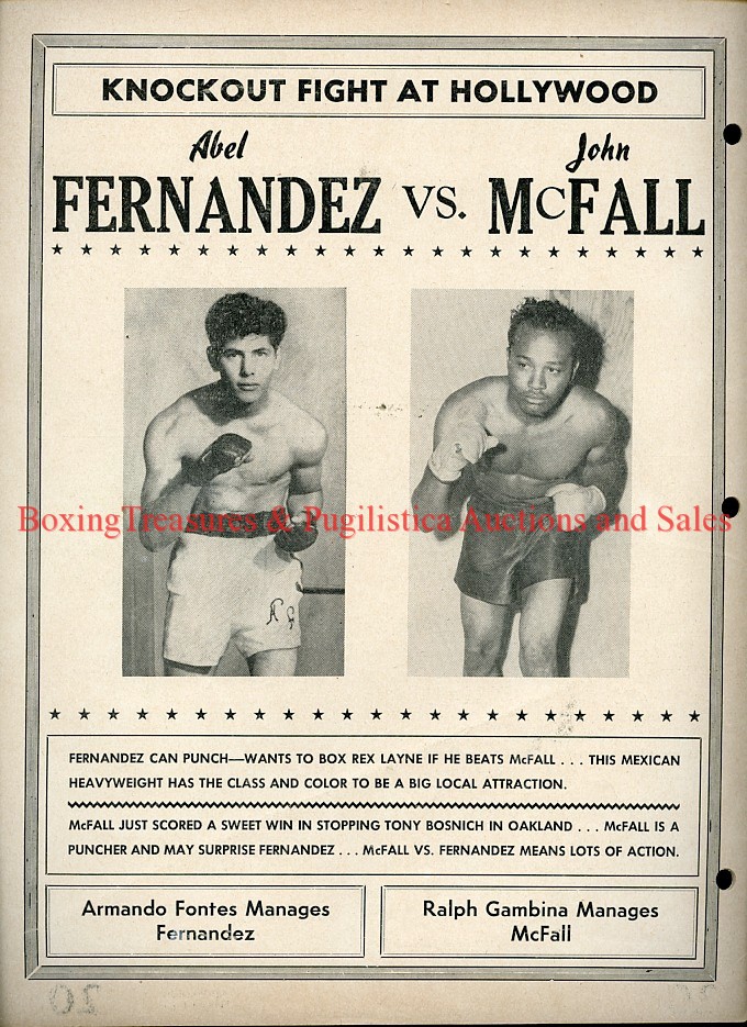 1952 July 12th CARLOS CHAVEZ vs GERALD LaBROI I, ABEL FERNANDEZ vs JOHN ...