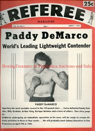 1952 March 1st PADDY DeMARCO Vintage Boxing Program Magazine REFEREE