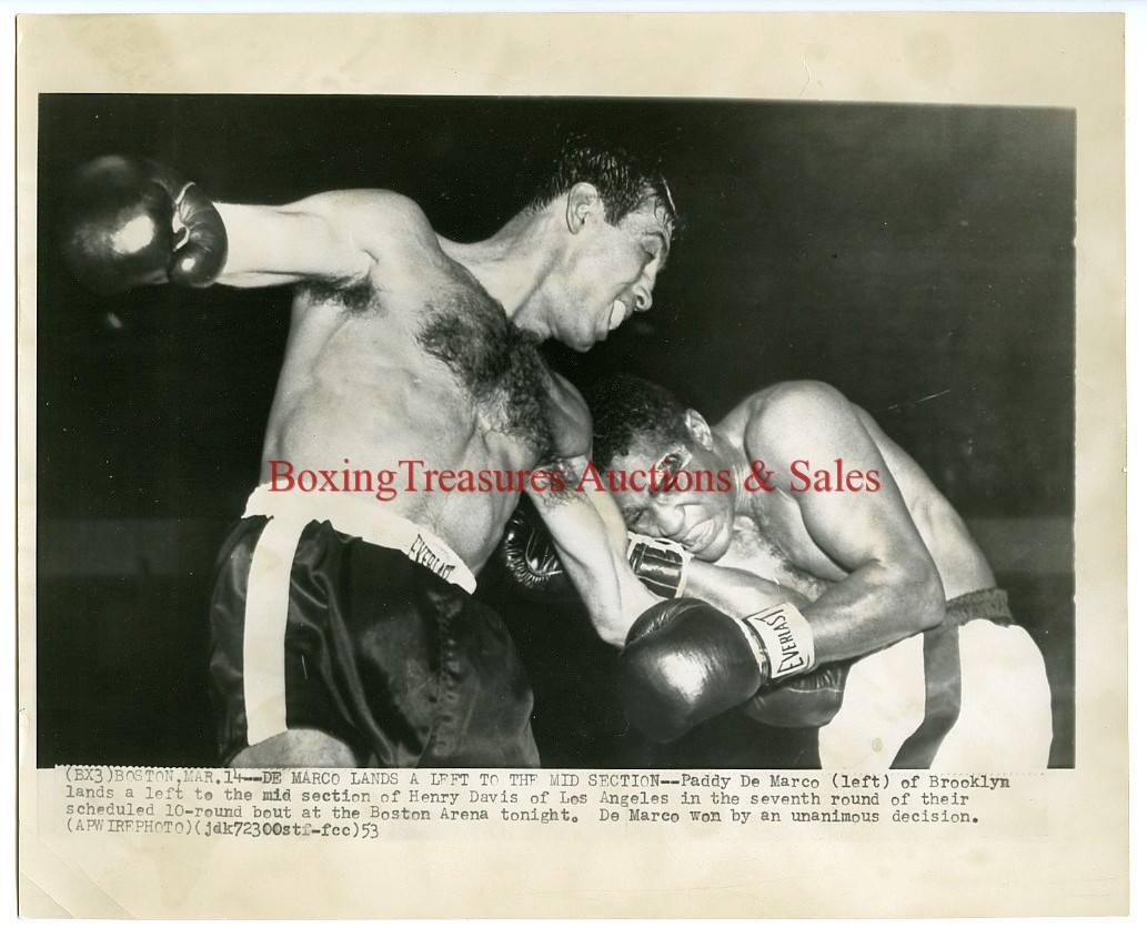 1953 Boxing PADDY DeMARCO vs HENRY DAVIS Vintage Photograph BOSTON GARDEN