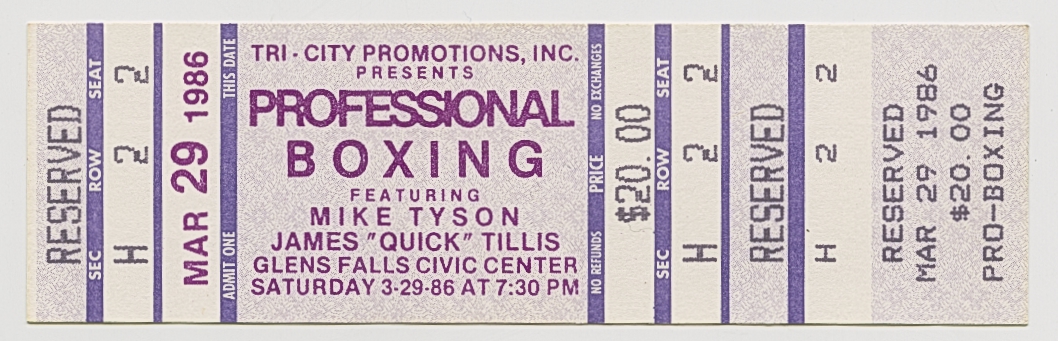 1986 Mike Tyson vs. James "Quick" Tillis - Full Boxing Ticket - Glens ...