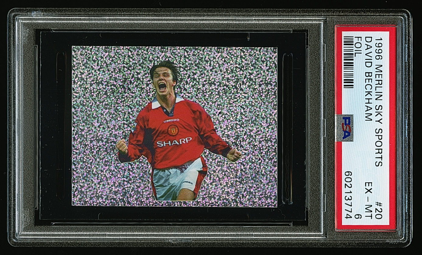 1996 DAVID BECKHAM Rookie Soccer Merlin Sky Sports Foil PSA 6 EX/MT ...