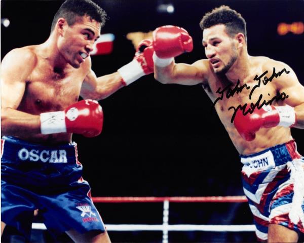 JOHN JOHN MOLINA Signed Boxing Photograph FEATHERWEIGHT CHAMPION Puerto Rico