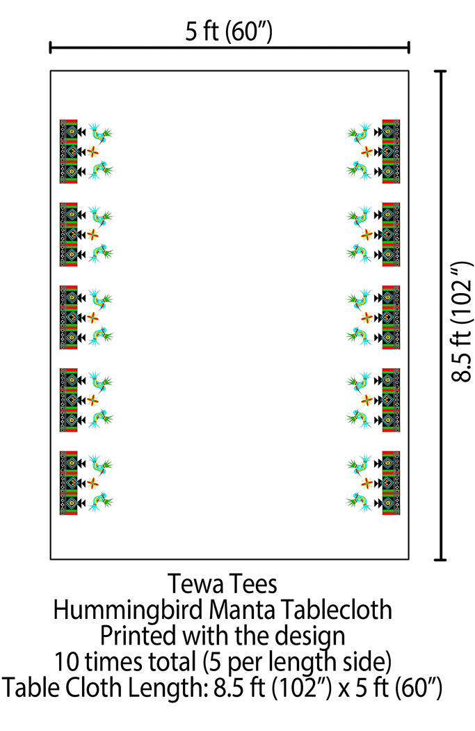 Tewa Tees Peach Hummingbird Manta Table Cloth