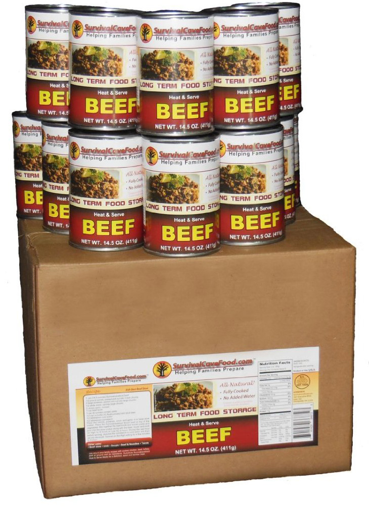 Survival Cave Case of 12-14.5oz. Fully Cooked Canned Meat Long Term Storage