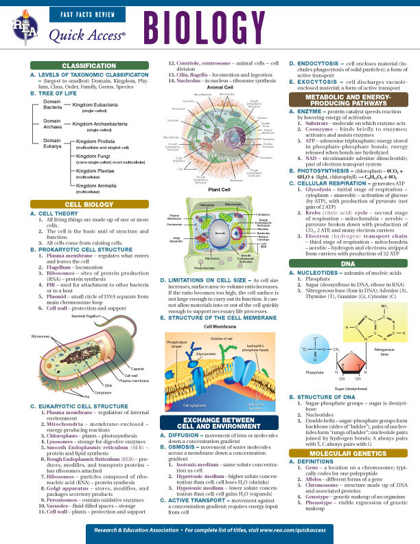 Biology - REA's Quick Access Reference Chart