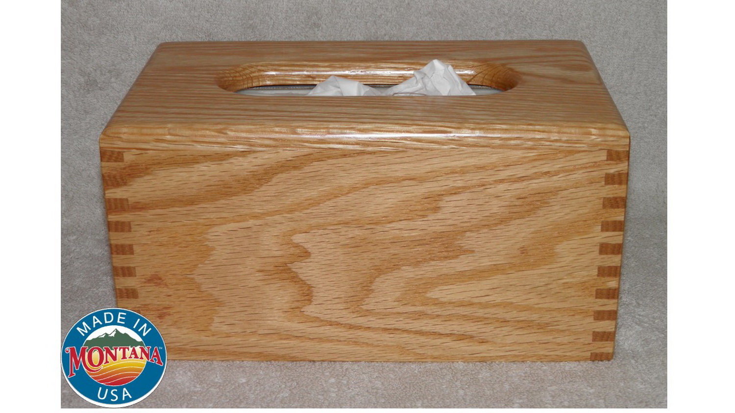 KLEENEX TISSUE BOX COVER, SOLID RED OAK. (1029201702)