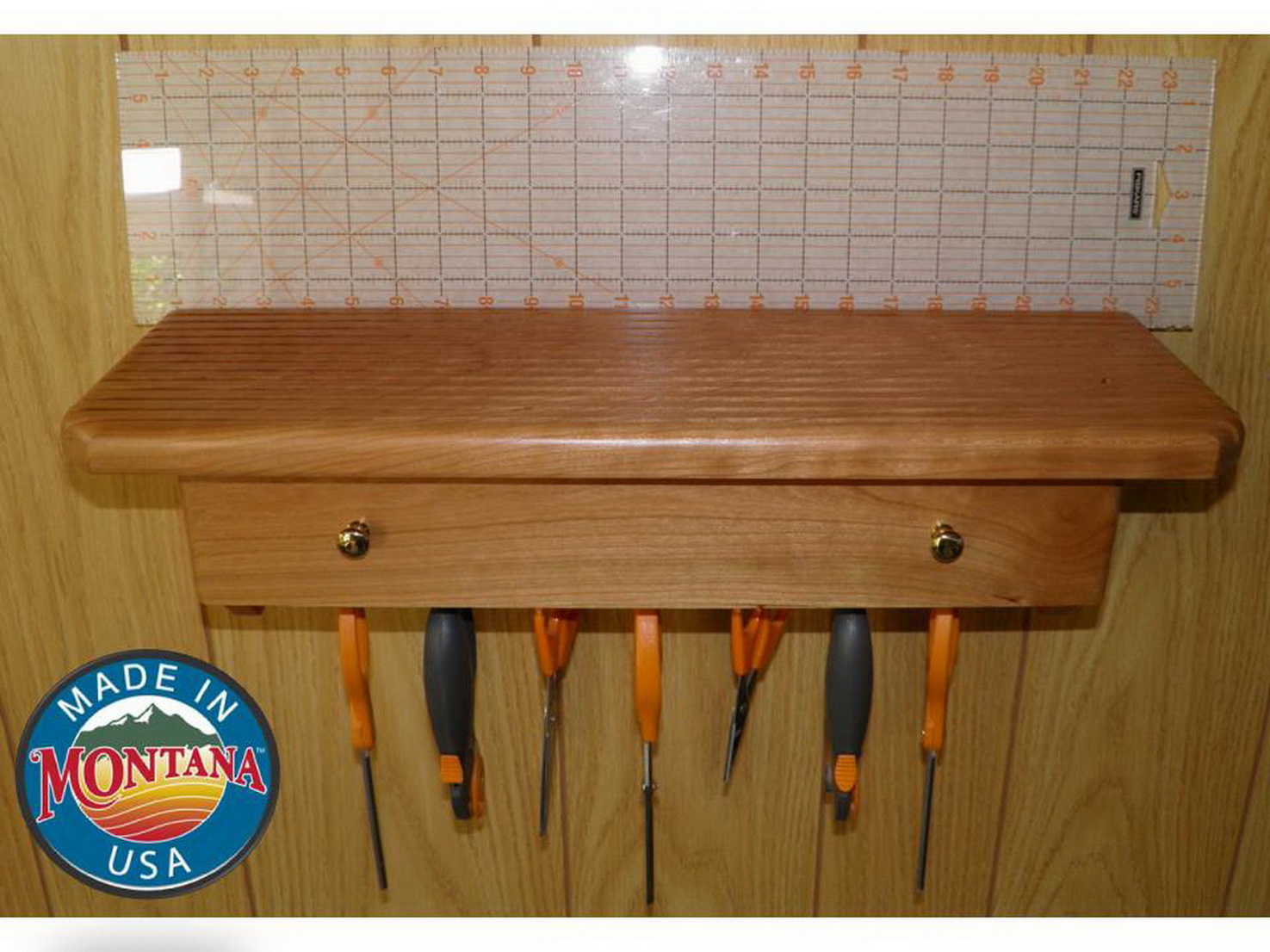 QUILTING RULER HOLDER, WALL MOUNTED, SOLID CHERRY, (1213201103)