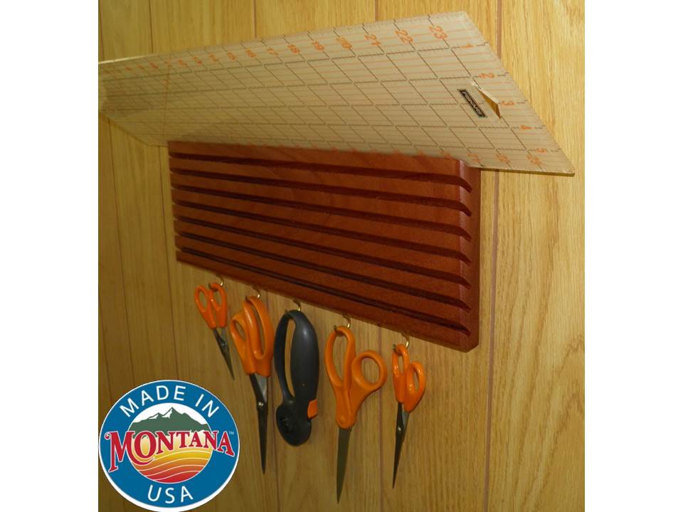 QUILTING RULER HOLDER, WALL MOUNTED, SOLID MAHOGANY, 8 SLOT. (0813201303)