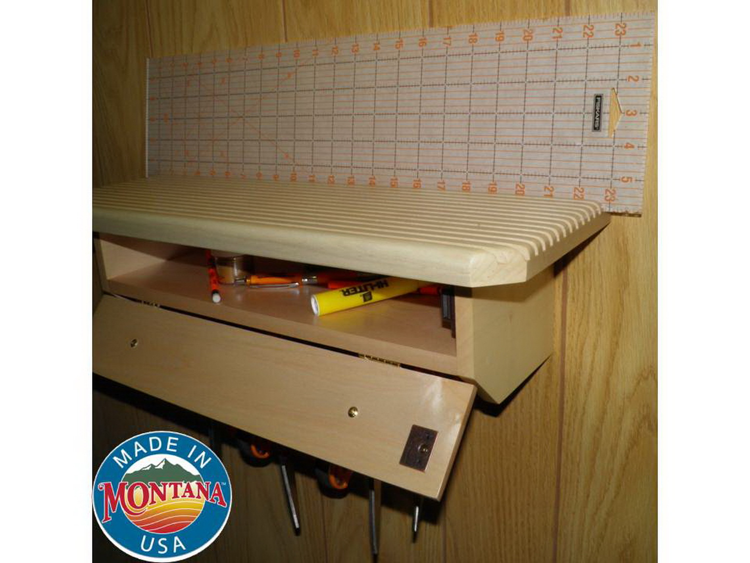 QUILTING RULER HOLDER, WALL MOUNTED, SOLID MAPLE, (1109201204)