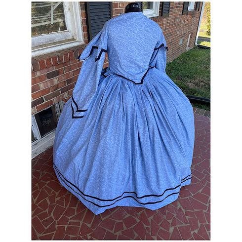 Baby Blue Tonal Vines with Navy Civil War Carriage Styled Dress 30
