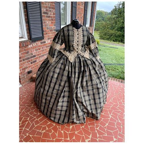 Black and Gold Silk Taffeta Civil War Plus Size Better Day Dress*44