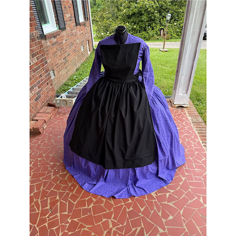 Black Cotton Civil War Pinner Apron Misses Plus Sizes