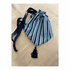 Blue striped Civil War Reticle/Victorian Purse w/Tassel