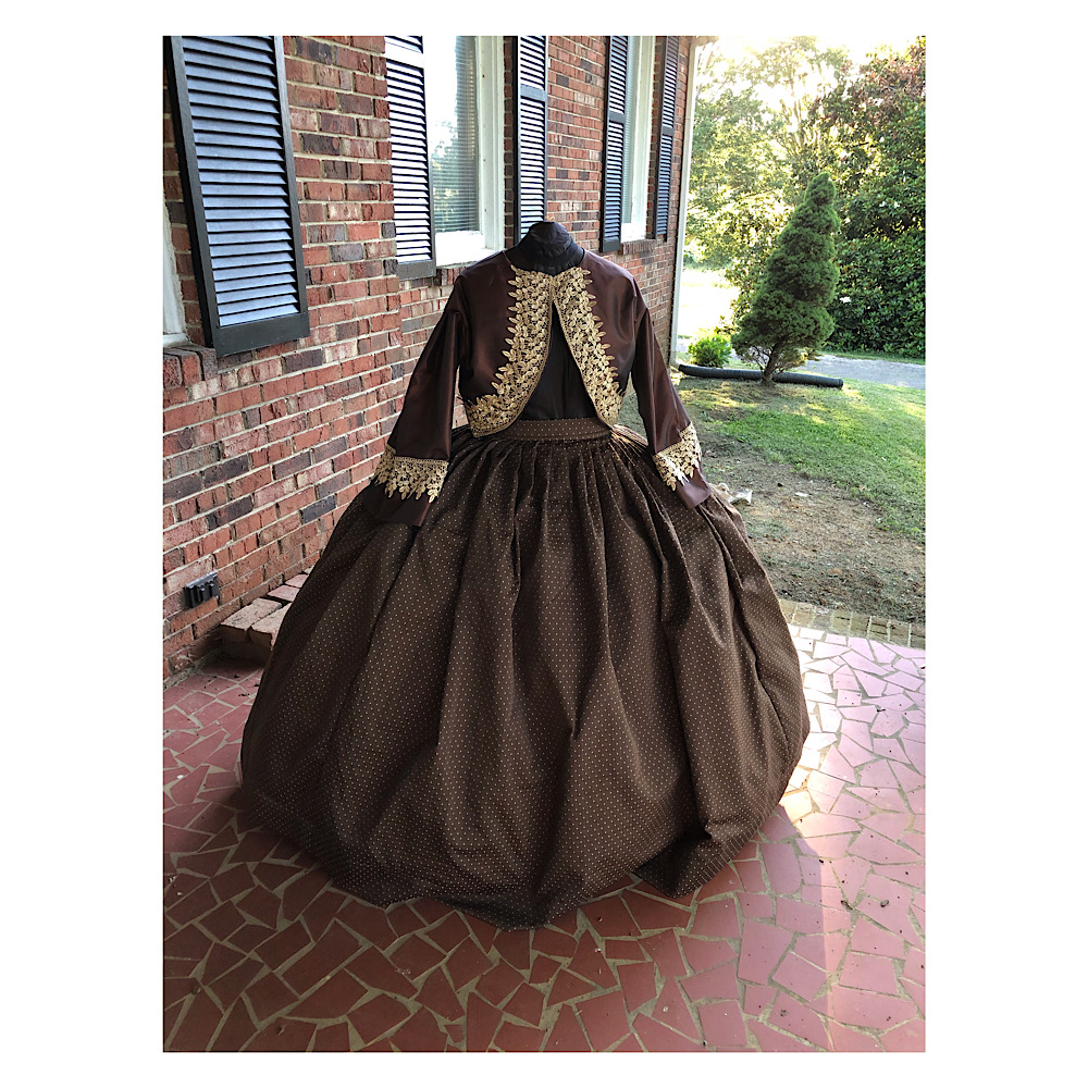 Brown Taffeta w/Jacquard Civil War Zouave Dress*32