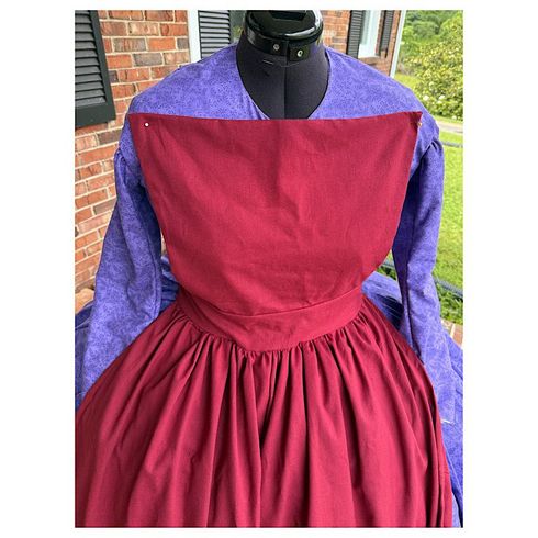 Burgundy Homespun Cotton Civil War Pinner Apron