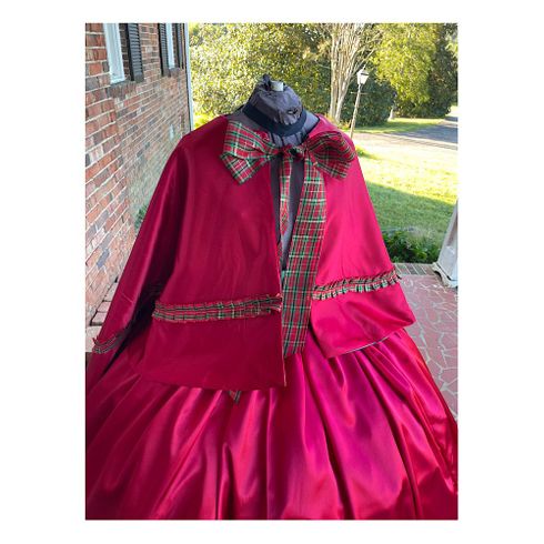 Darker Red Satin Mrs Claus Costume/Christmas Carolinf Dress