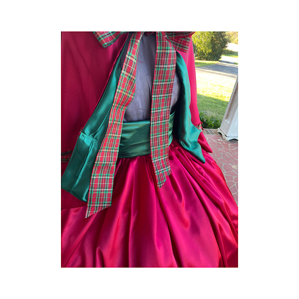 Darker Red Satin Mrs Claus Costume/Christmas Carolinf Dress
