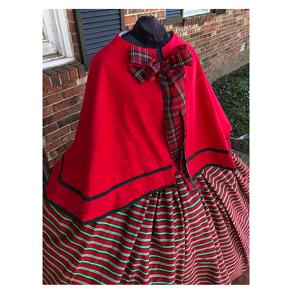 Horizontal Striped Flannel Mrs Clause Dress/Christmas Caroling Costume
