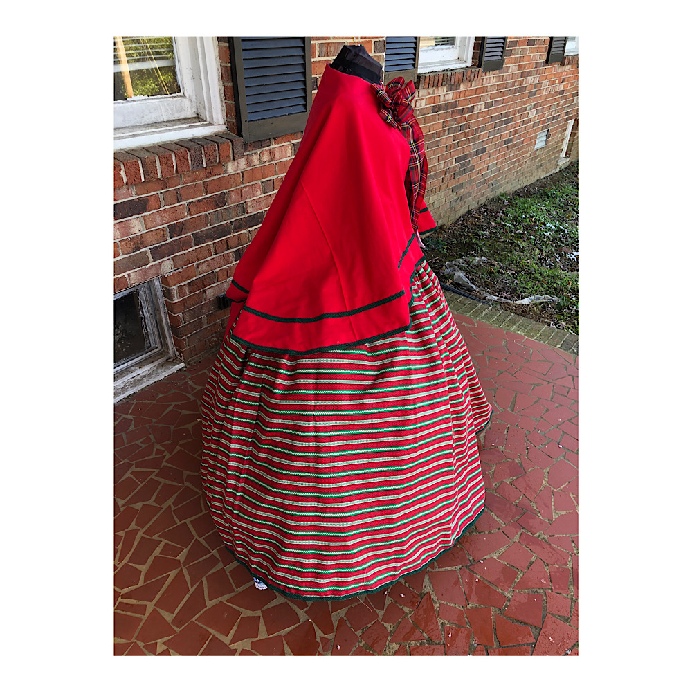 Horizontal Striped Flannel Mrs Clause Dress/Christmas Caroling Costume