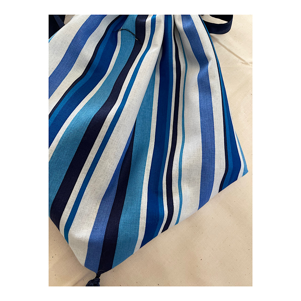 Navy Blue Striped Civil War Reticule/Victorian Purse