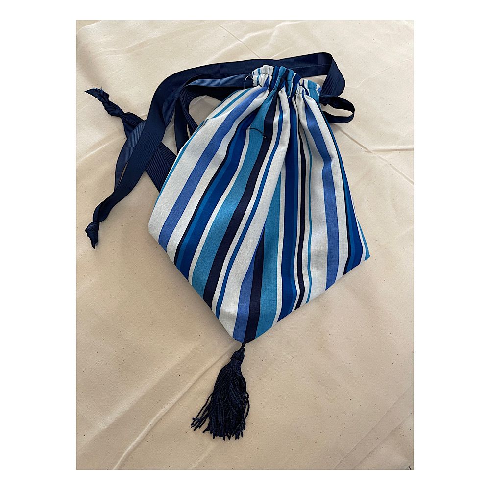 Navy Blue Striped Civil War Reticule/Victorian Purse