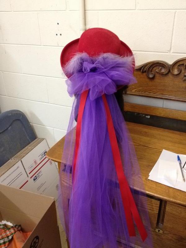Red Felt Civil War Hat w/Purple Accents