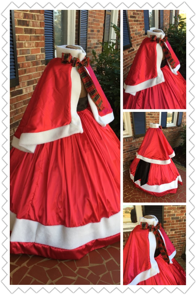 Red Satin Mrs Clause/Dickens Fair/Civil War Dress/Cape Set