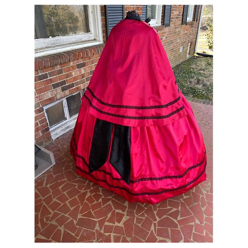 Red Satin Civil War Dress - 3 Pieces - One Size Fits Most